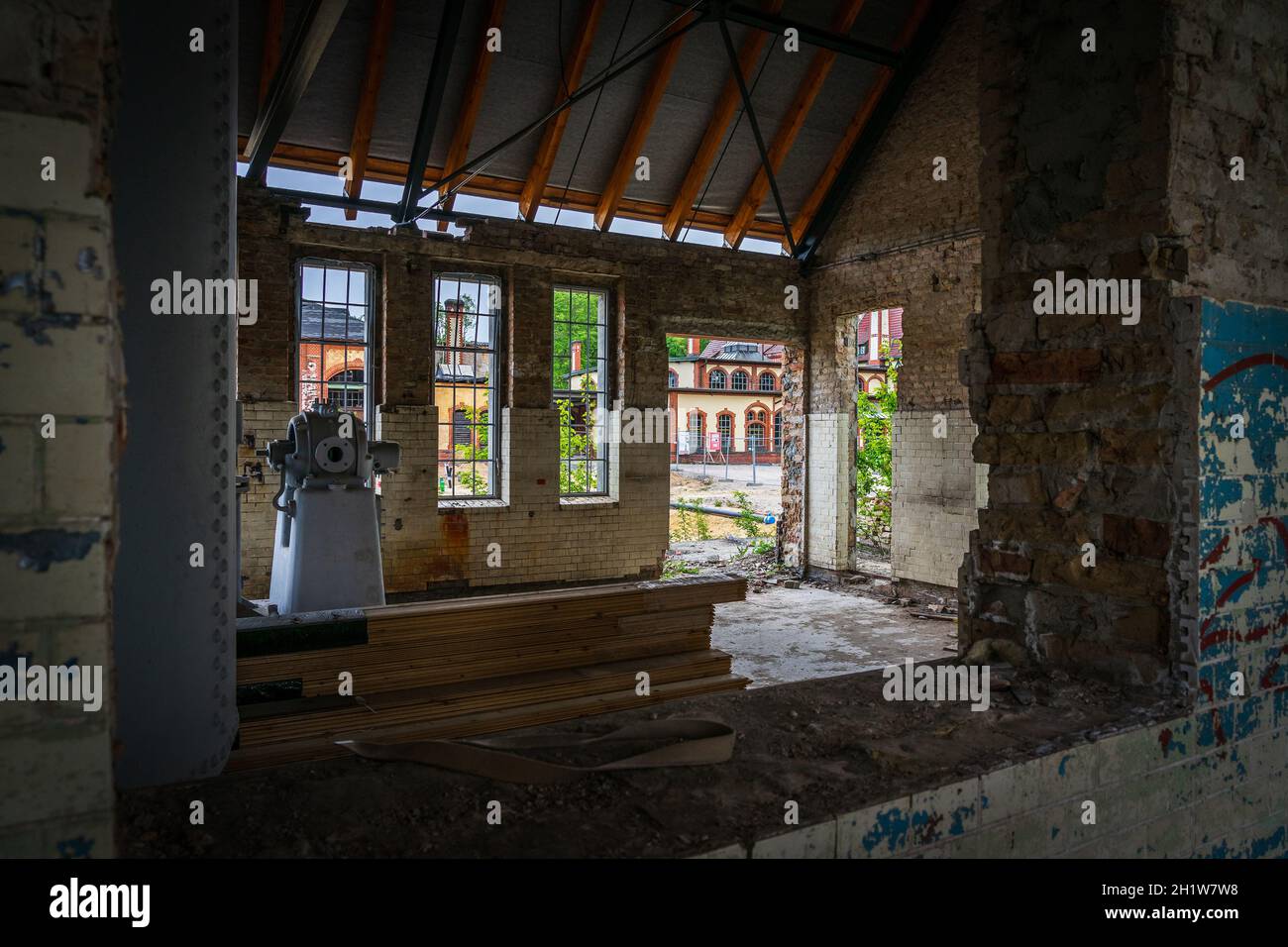 BEELITZ, GERMANY - MAY 23, 2021: Dilapidated buildings on the territory ...