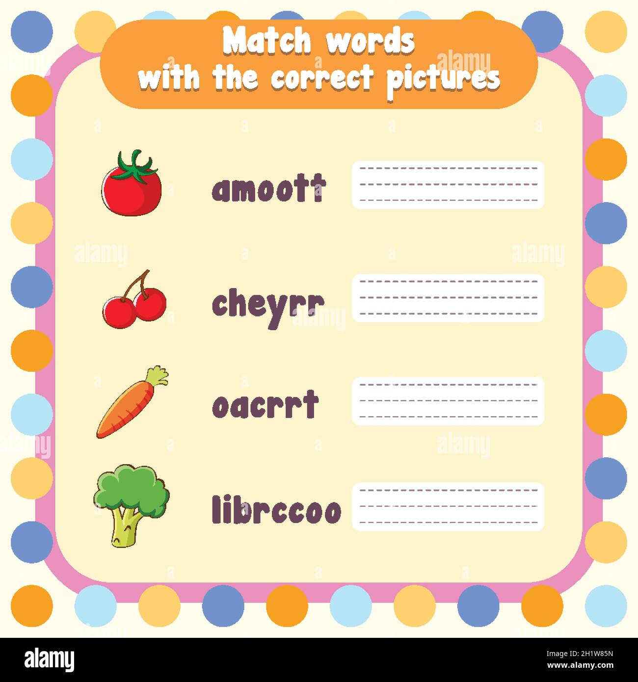 Spelling word game worksheet template illustration Stock Vector Image ...