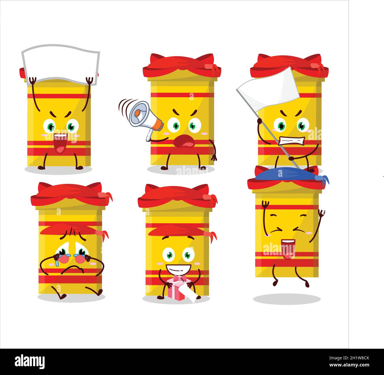 Mascot design style of yellow long gift box character as an attractive ...