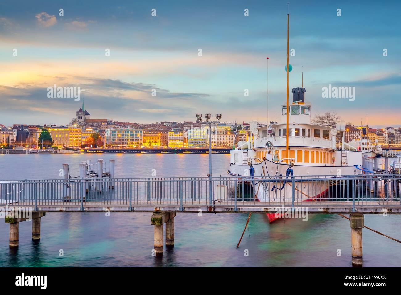 City skyline of Geneva with Lake Geneva, cityscape of Switzerland at ...