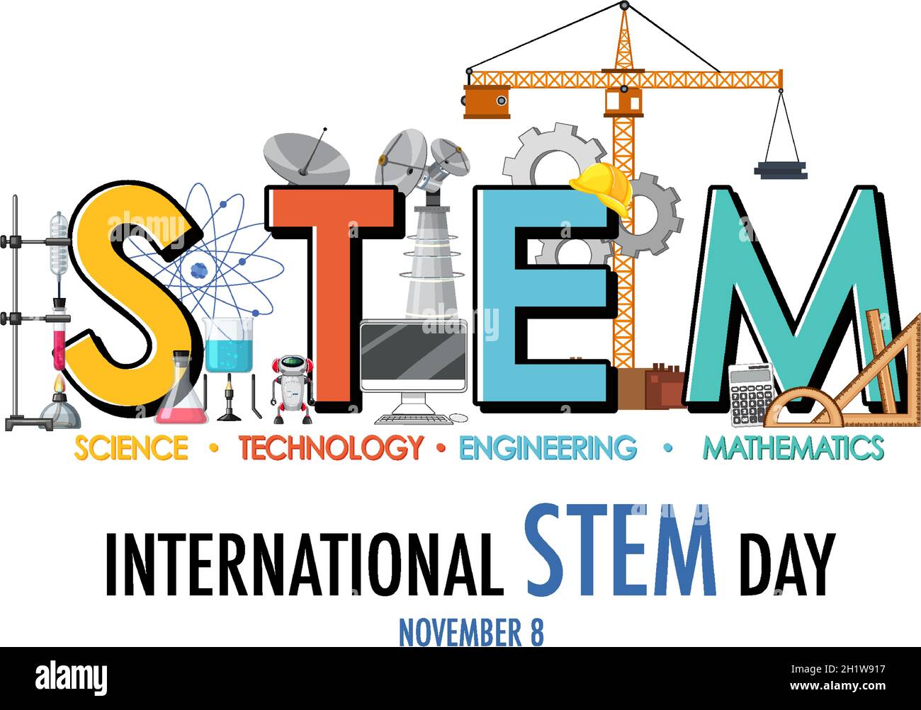 International STEM Day on November 8th logo banner illustration Stock ...