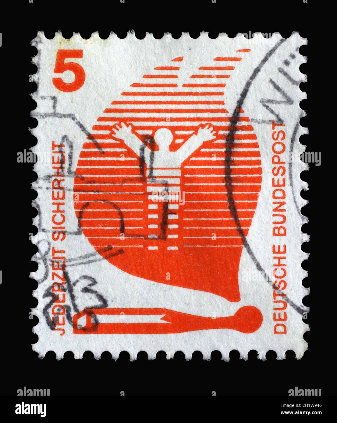 Stamp printed in Germany showing Motive for accident prevention ...