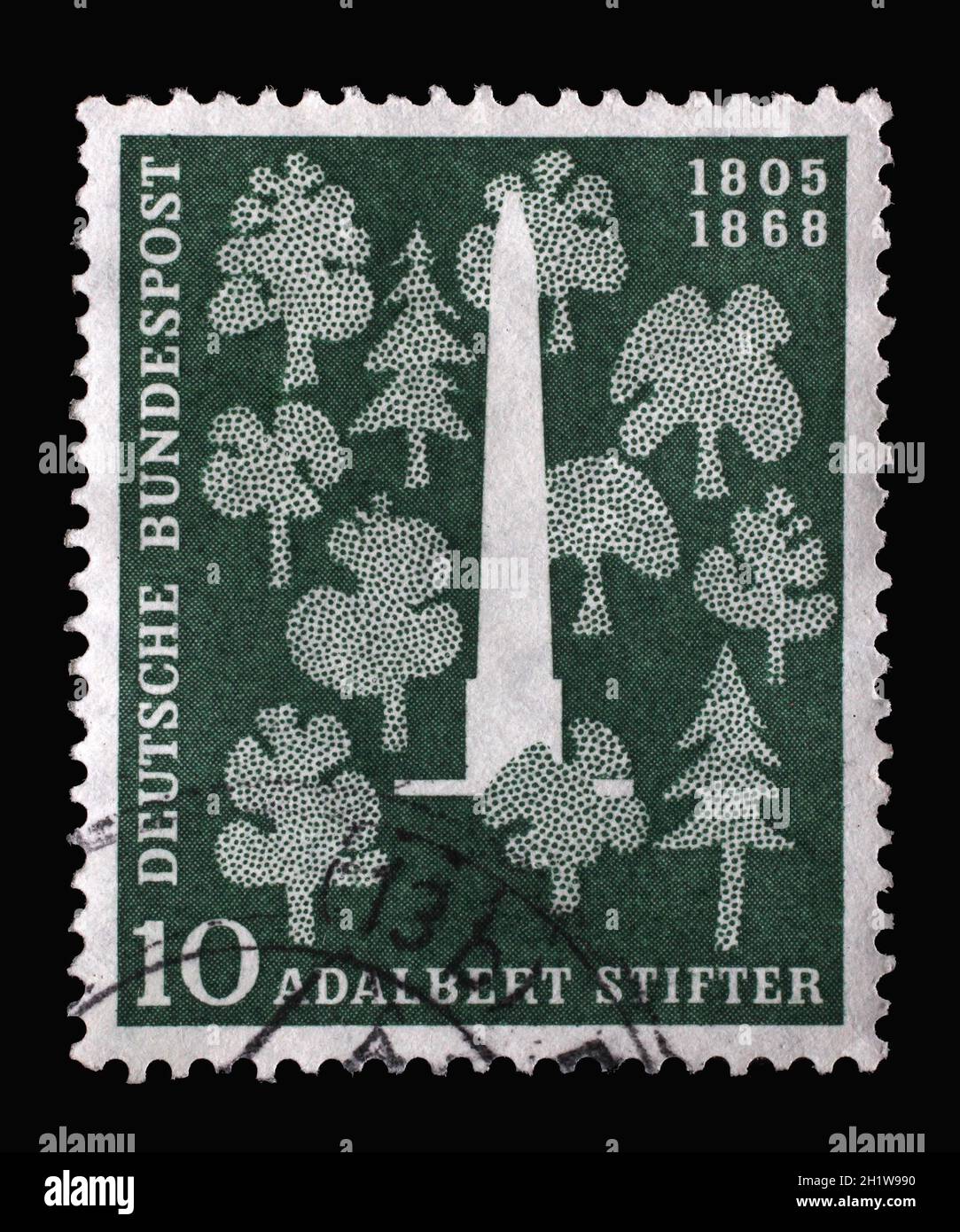 Stamp printed in Germany, shows Stifter memorial at the Plockenstein ...