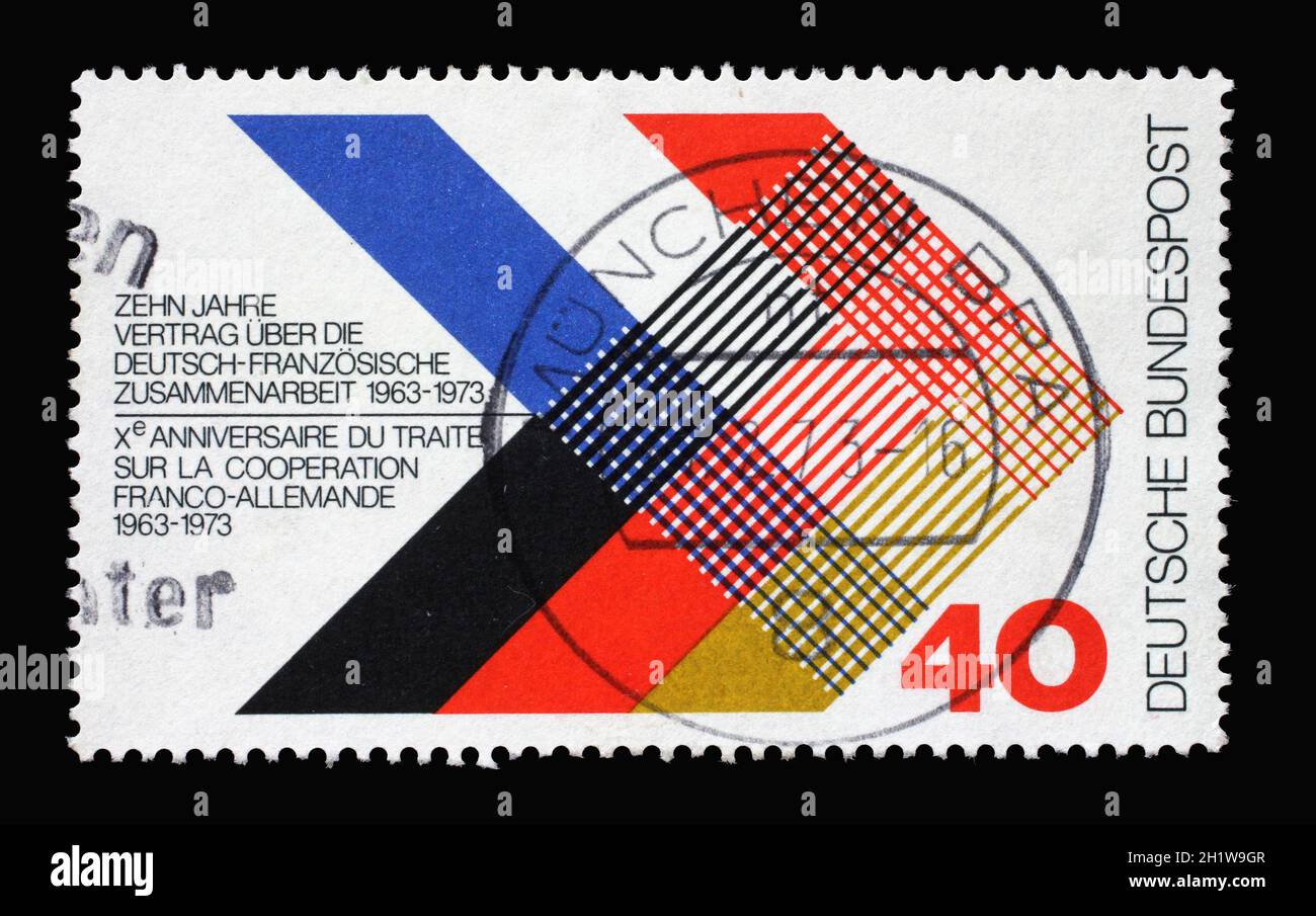 A stamp printed in Germany dedicated to the 10th Anniversary of the ...