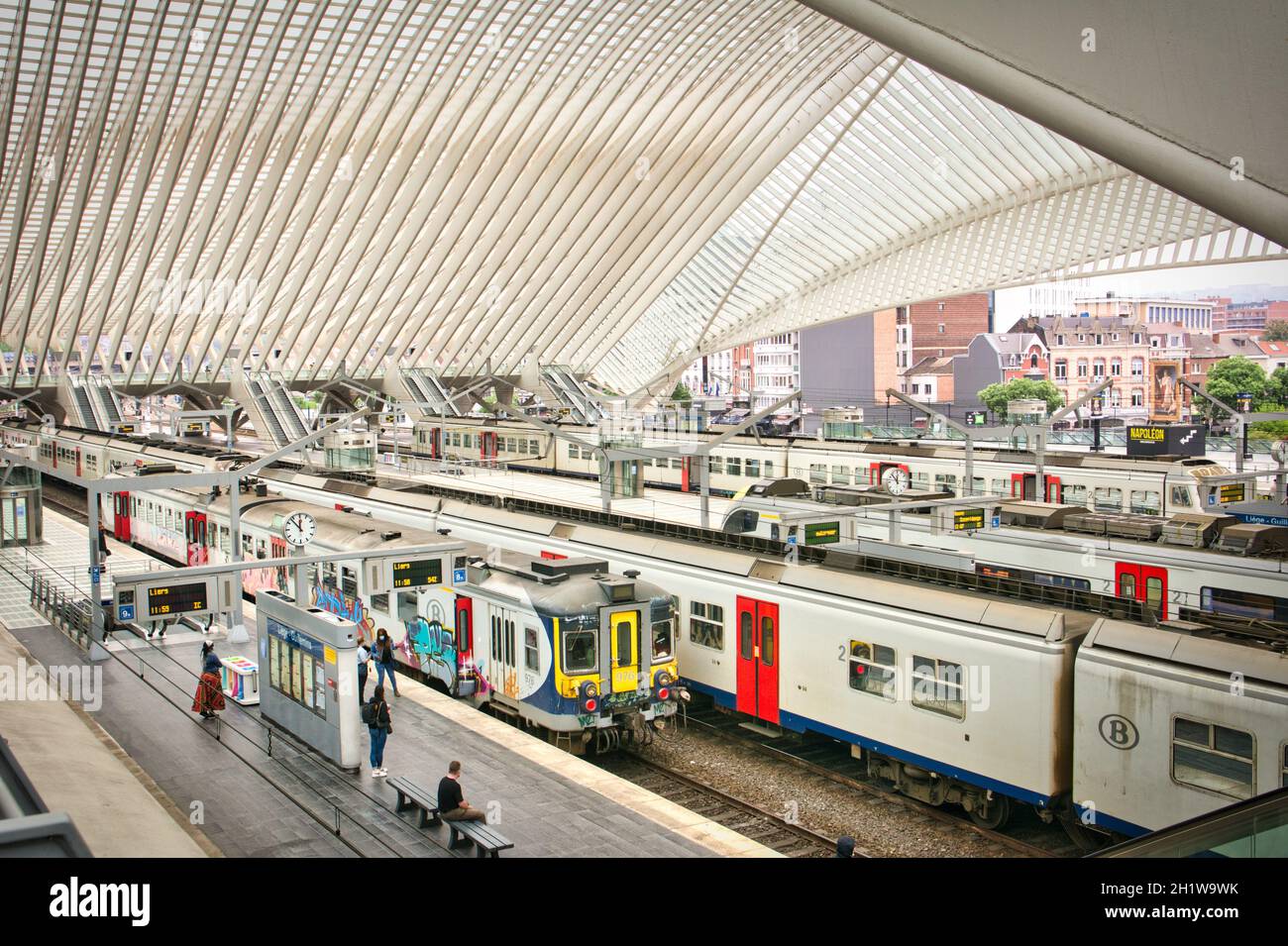 Liege, Belgium, June 2021: Indoor scene of the Train station of liege ...