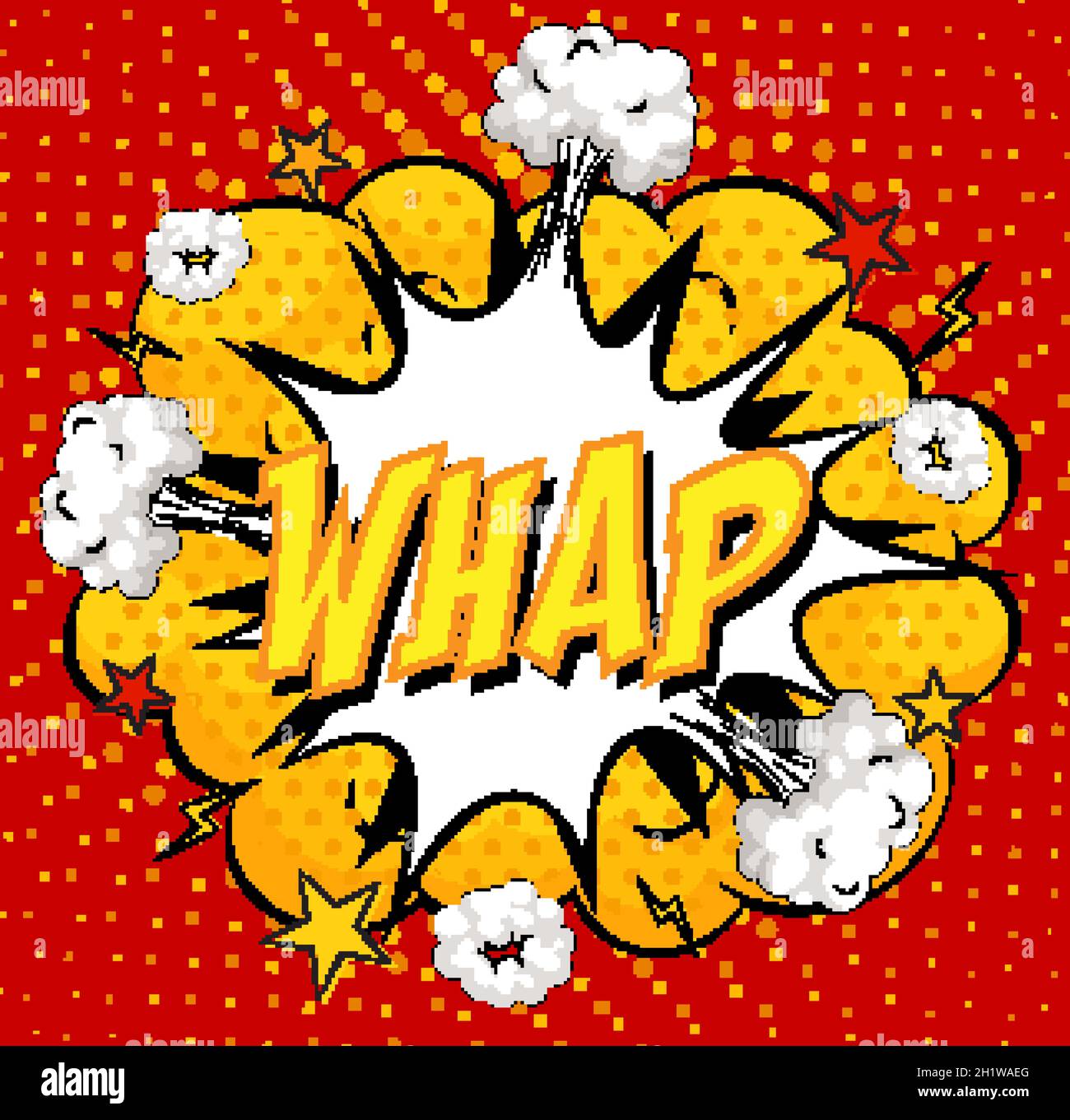 WHAP text on comic cloud explosion on red background illustration Stock ...