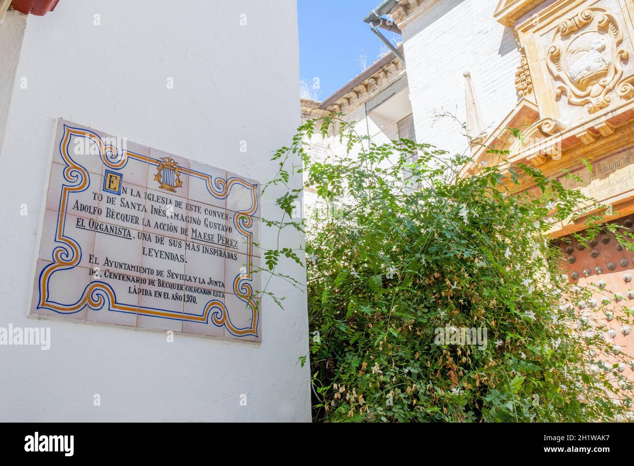Seville, Spain - Sept 29th 2020: Gustavo Adolfo Becquer memorial plaque ...
