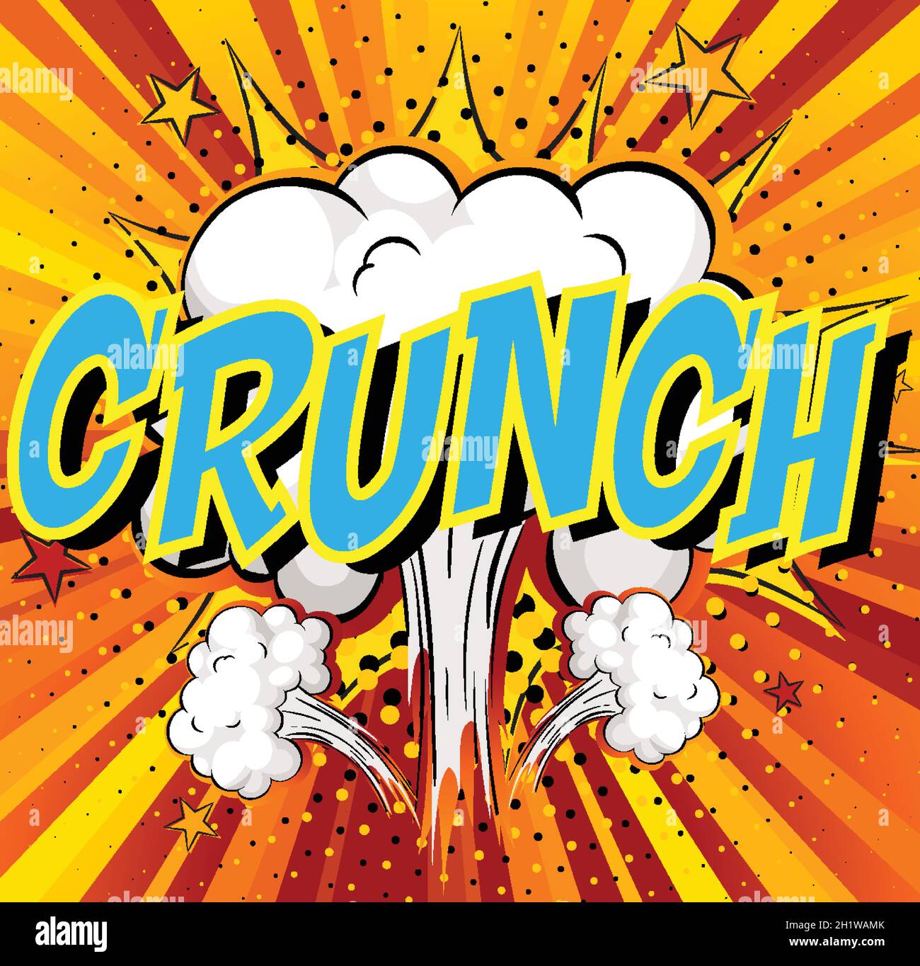 Word Crunch on comic cloud explosion background illustration Stock ...