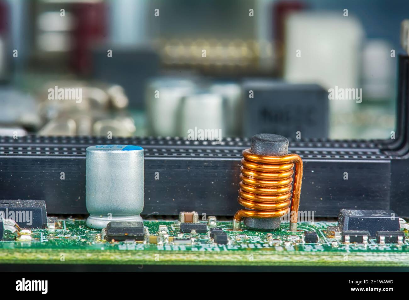 The components of the motherboard. Include chip, ic, cpu socket ...