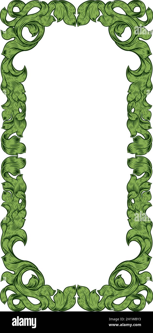 Filigree Heraldry Leaf Pattern Floral Border Frame Stock Vector Image ...