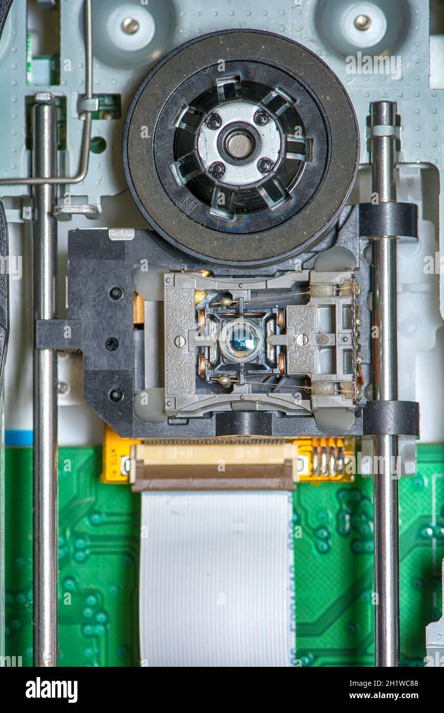 Main component of CD DVD player isolated on a white background Stock ...