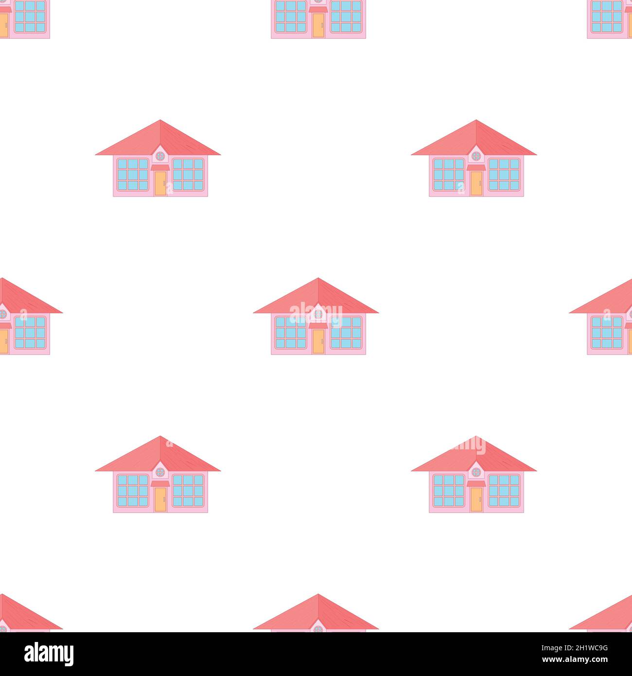 Pink cottage with big windows pattern seamless background texture ...
