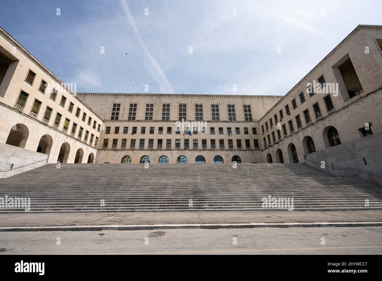 Trieste, Italy. June 13, 2021. Panoramic view of the building that ...