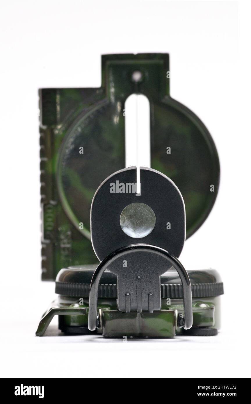 Army style compass for navigation on an isolated white background Stock ...