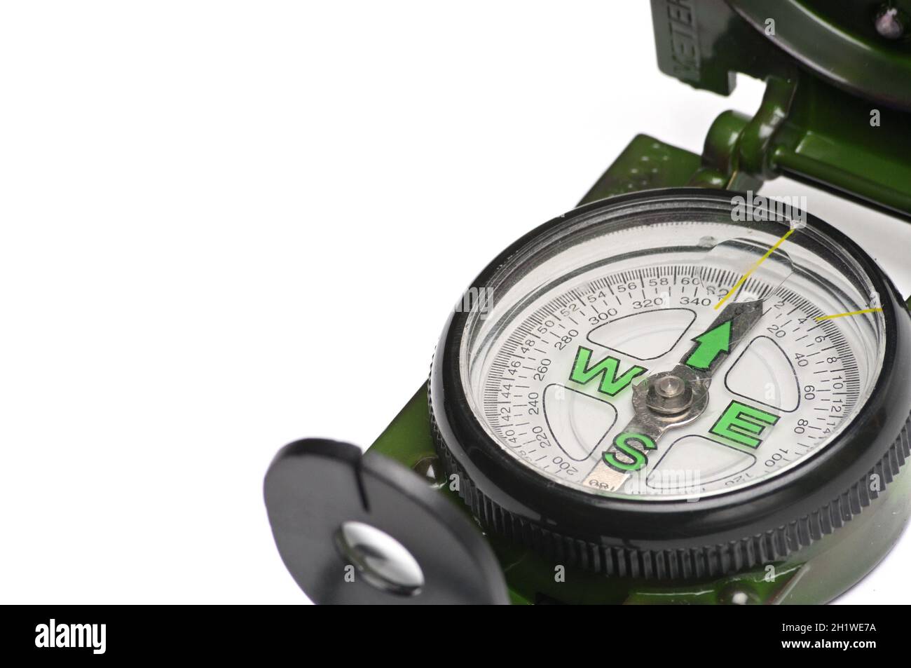 Army style compass for navigation on an isolated white background Stock ...
