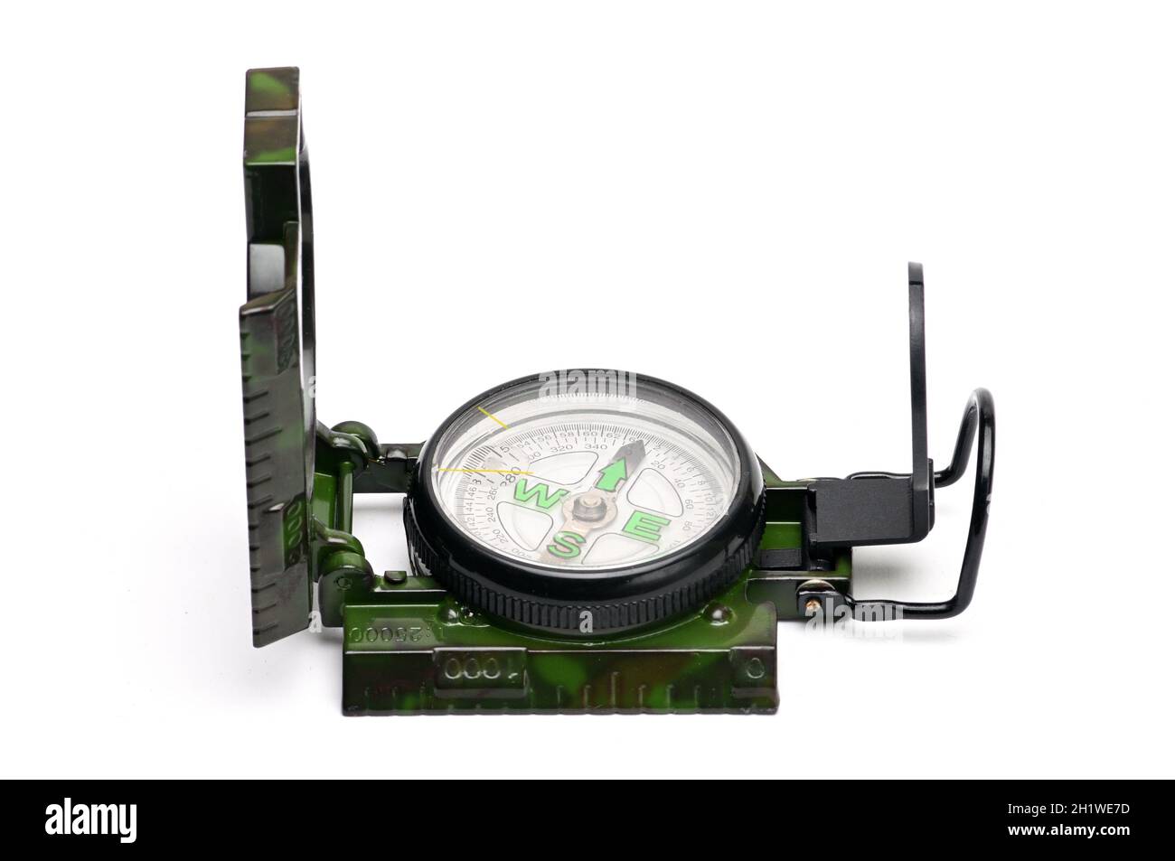 Army style compass for navigation on an isolated white background Stock ...