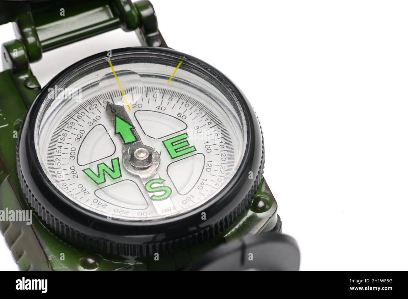 Army style compass for navigation on an isolated white background Stock ...