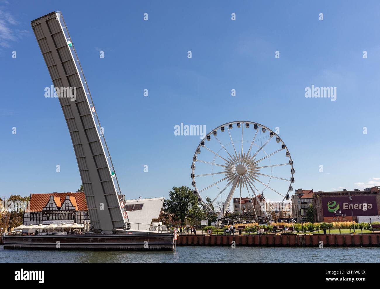 Gdansk, Poland - Sept 9, 2020: The Draw Footbridge over the Motława ...