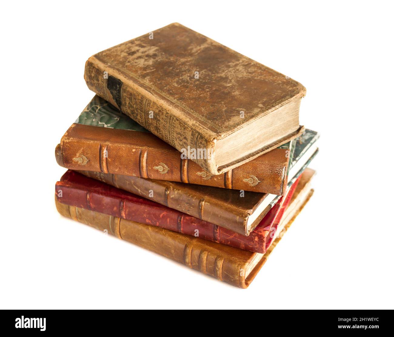 Stack of old books isolated on white background Stock Photo - Alamy
