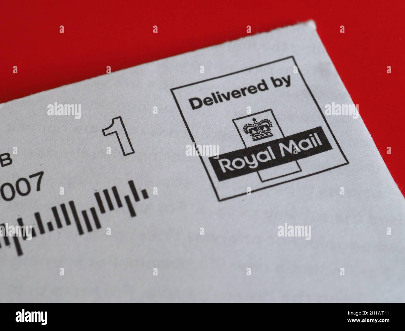 LONDON, UK - CIRCA MAY 2021: Delivered by Royal Mail postage meter used ...