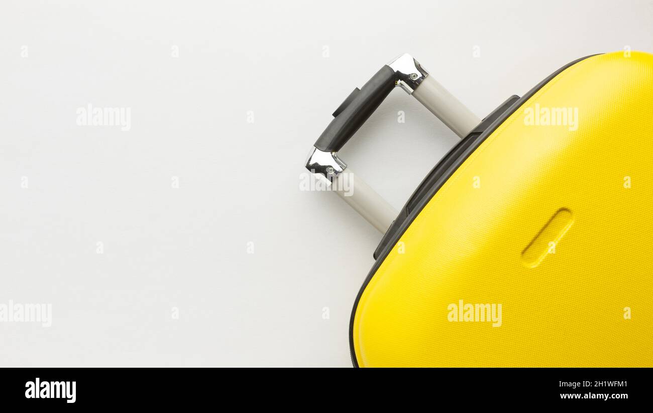 top view yellow luggage with copy space. Resolution and high quality ...