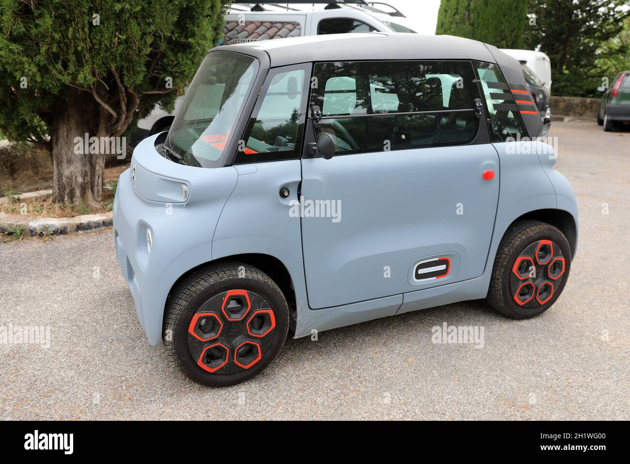 Seillans, France - June 19, 2021: French Small Citroen Ami Electric Two ...