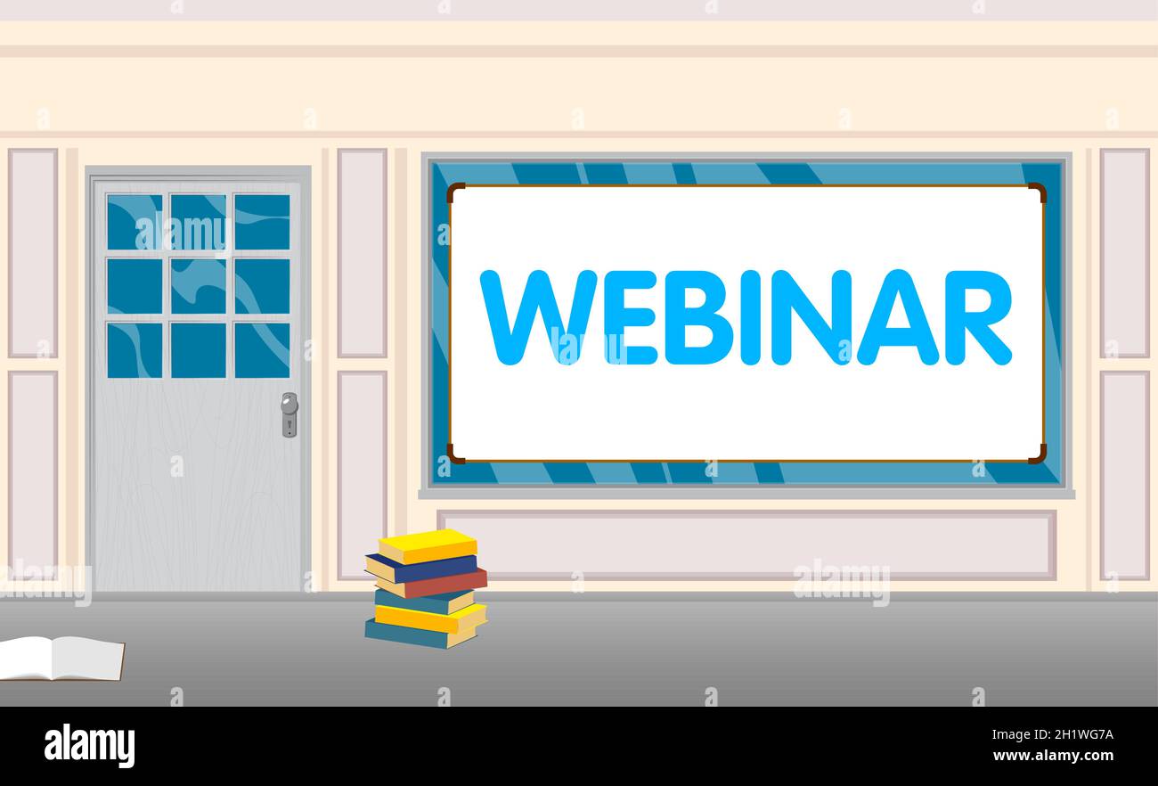 Webinar text with front door background. Bar, Cafe or drink ...