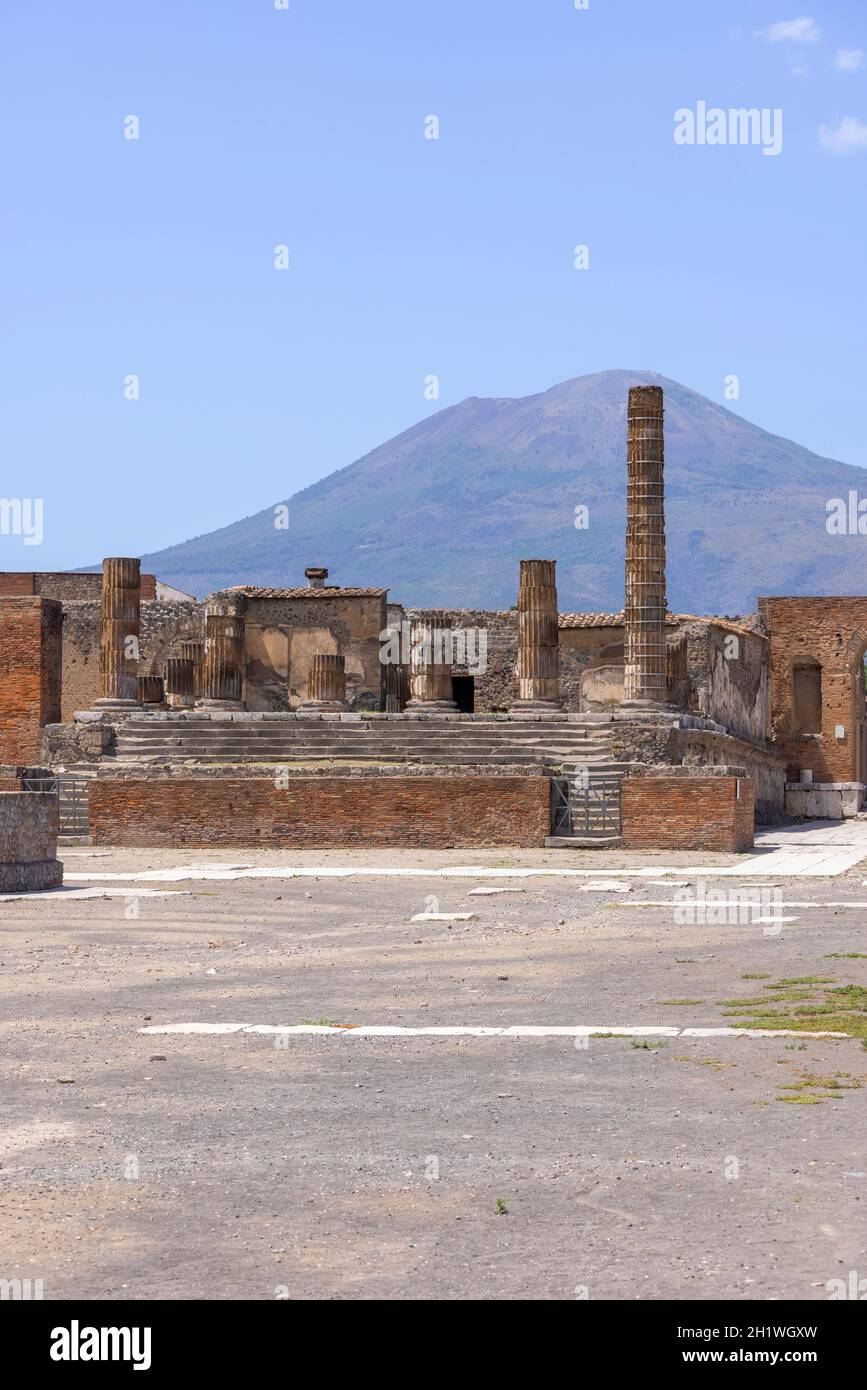 Ruins of an ancient city destroyed by the eruption of the volcano ...
