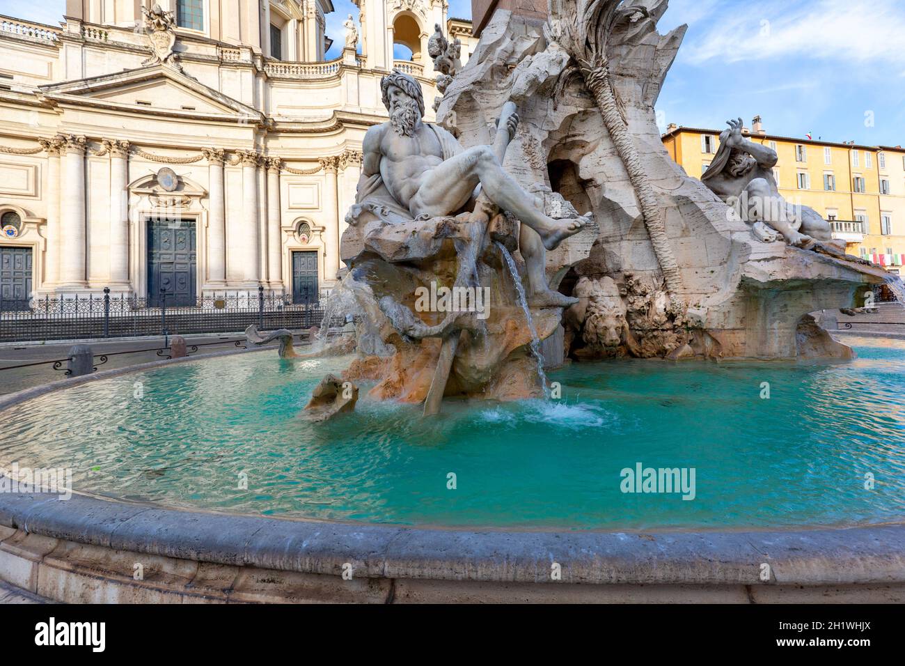 Rome, Italy - October 9, 2020: 17th century Fountain of the Four Rivers ...