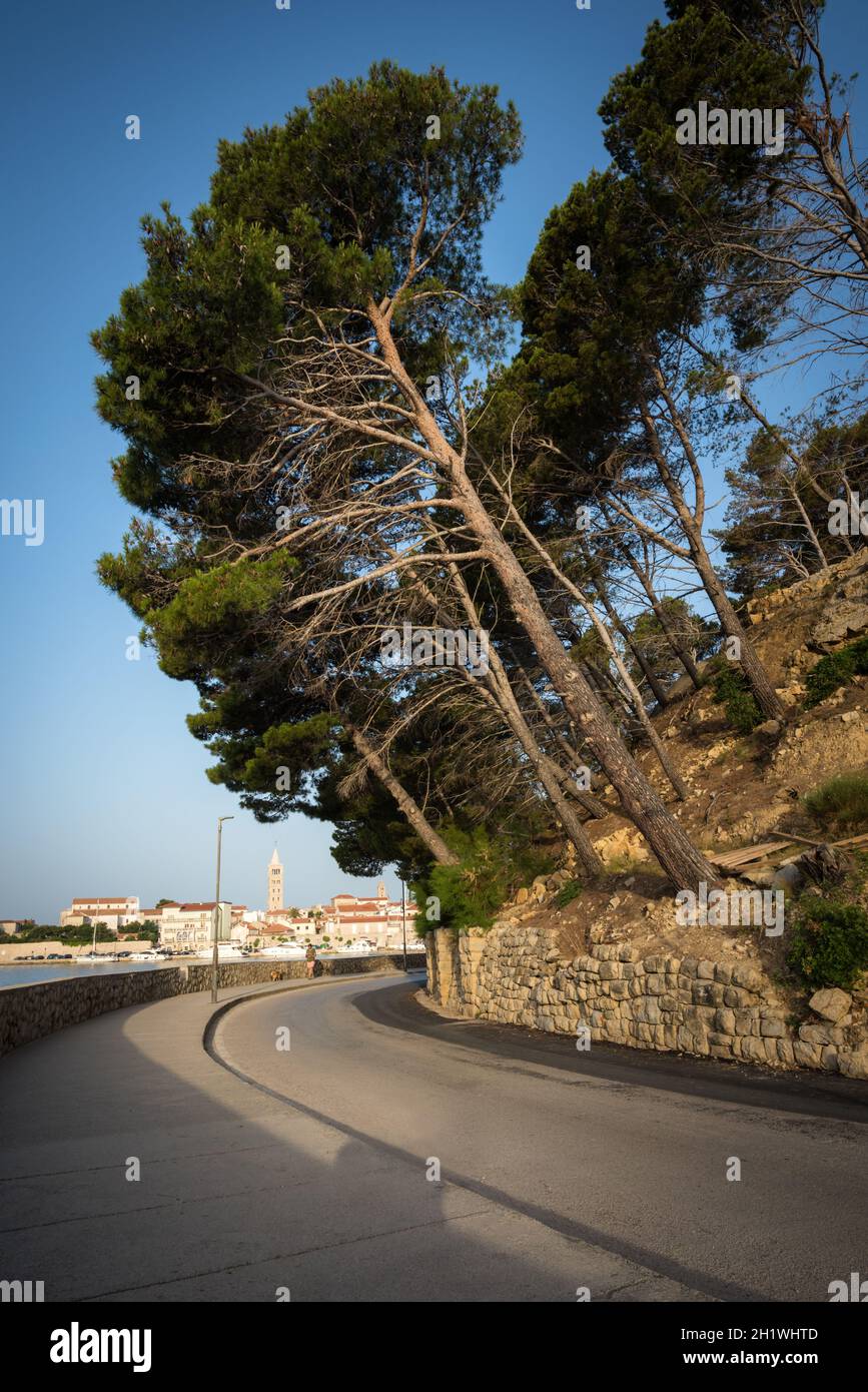 Street at the port of TRab Croatia Stock Photo - Alamy