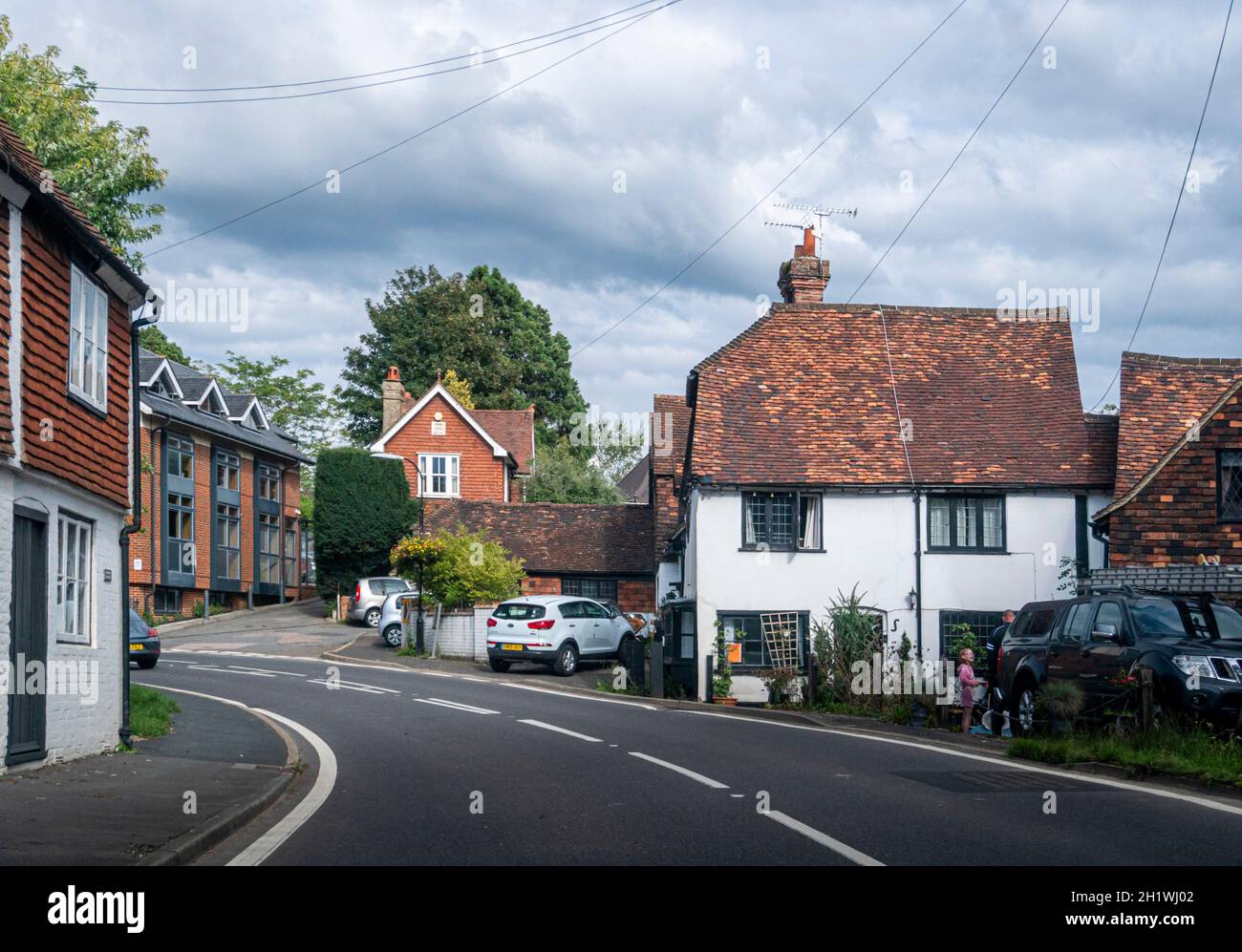 Street view of the village of Westerham, Kent, UK Stock Photo - Alamy