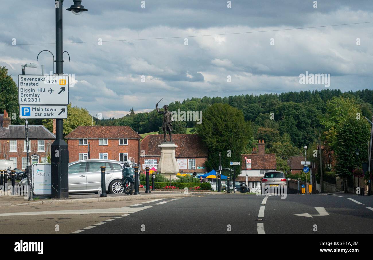 Street view of the village of Westerham, Kent, UK Stock Photo - Alamy
