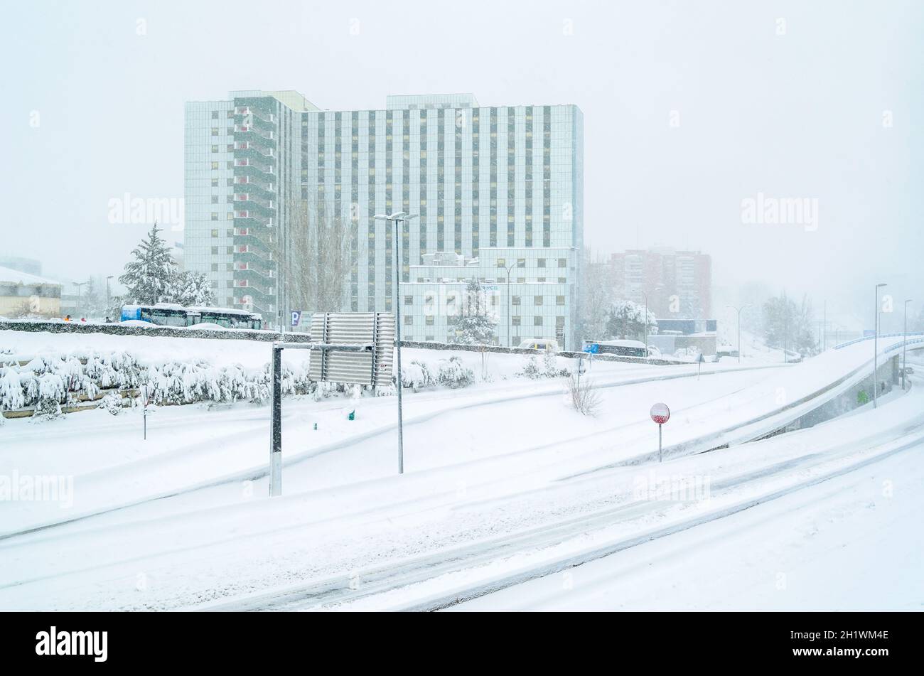 MADRID, SPAIN – JANUARY 9, 2021: "Ramon y Cajal" Hospital seen during ...