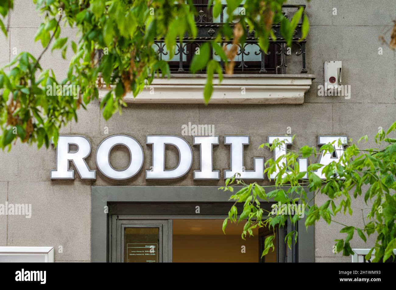 MADRID, SPAIN – MAY 12, 2021: Facade of a Rodilla restaurant in Madrid ...