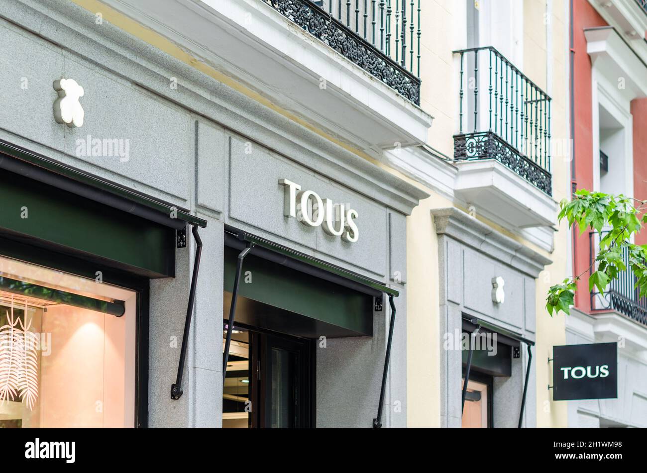 MADRID, SPAIN – MAY 12, 2021: Facade of a Tous store in Madrid, Spain ...