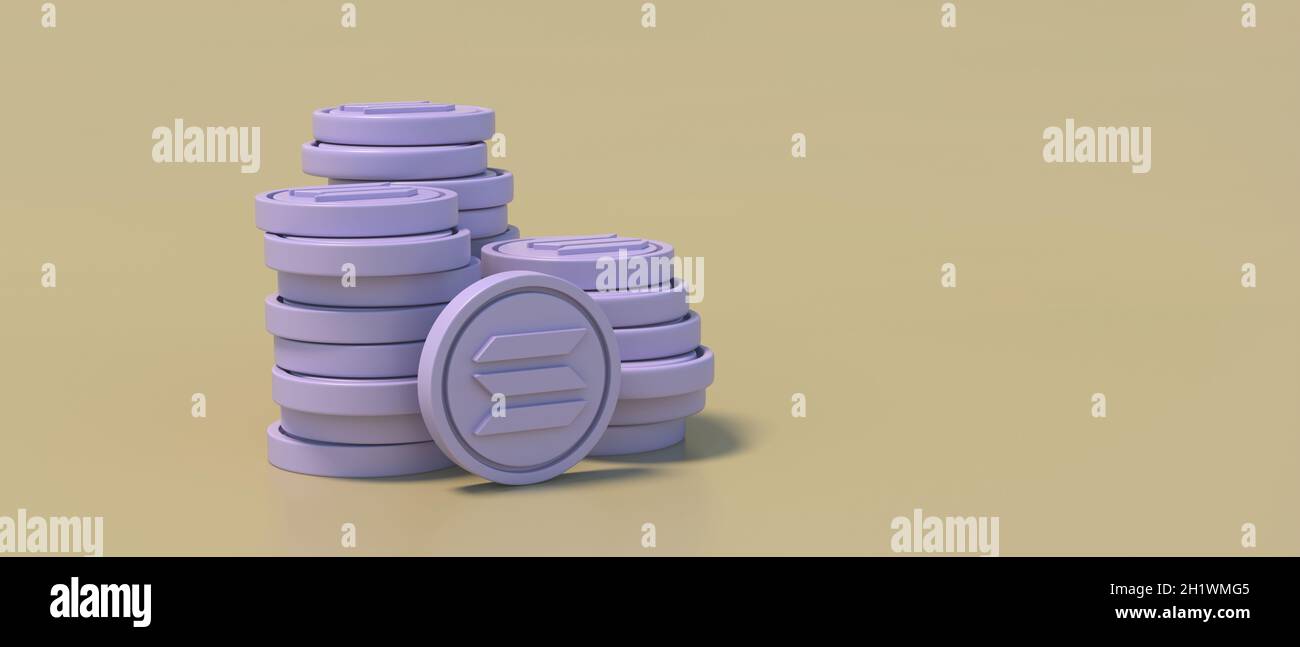Solana crypto currency minimal coins purple color. Blockchain ...