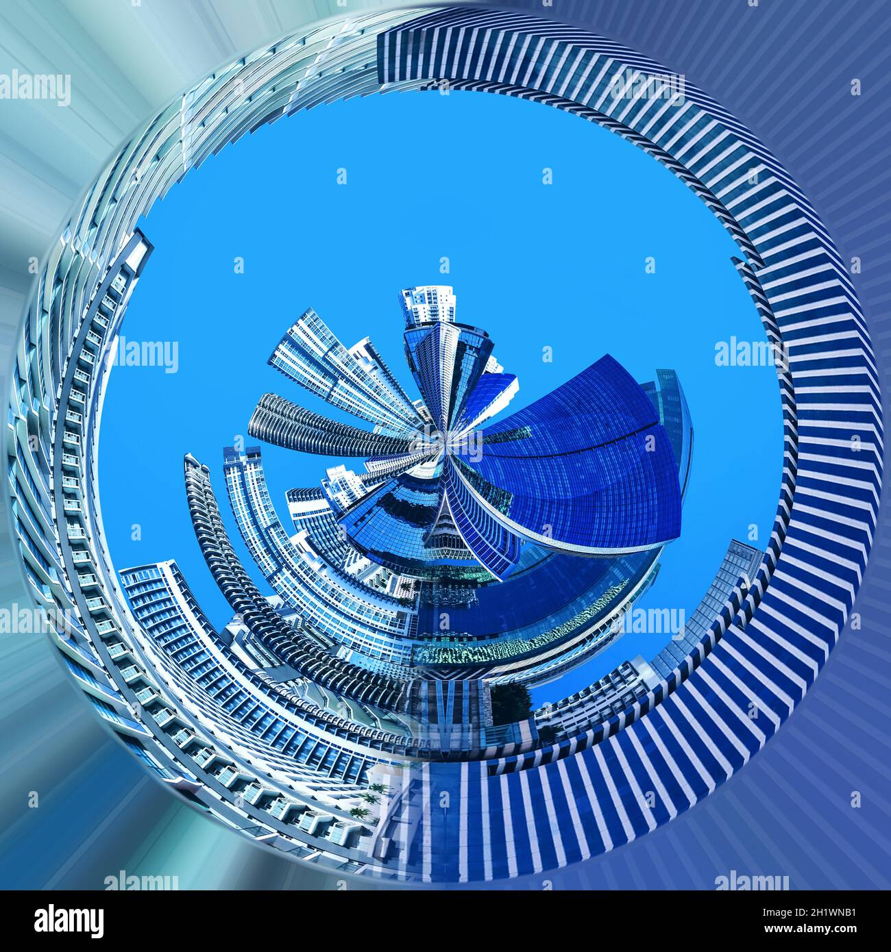 Downtown Miami cityscape view with condos and office buildings against ...