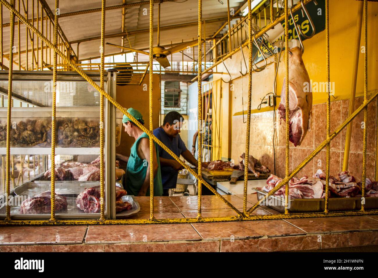 HAVANA, CUBA - Aug 13, 2017: A butcher's market in El Vedado, Habana ...