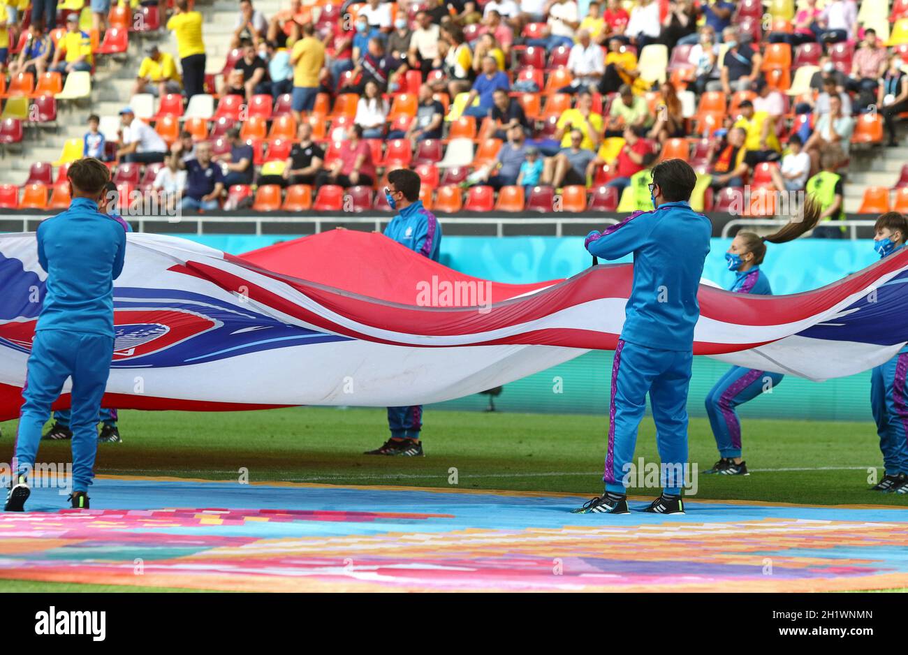 BUCHAREST, ROMANIA - JUNE 21, 2021: Volunteers in action during opening ...