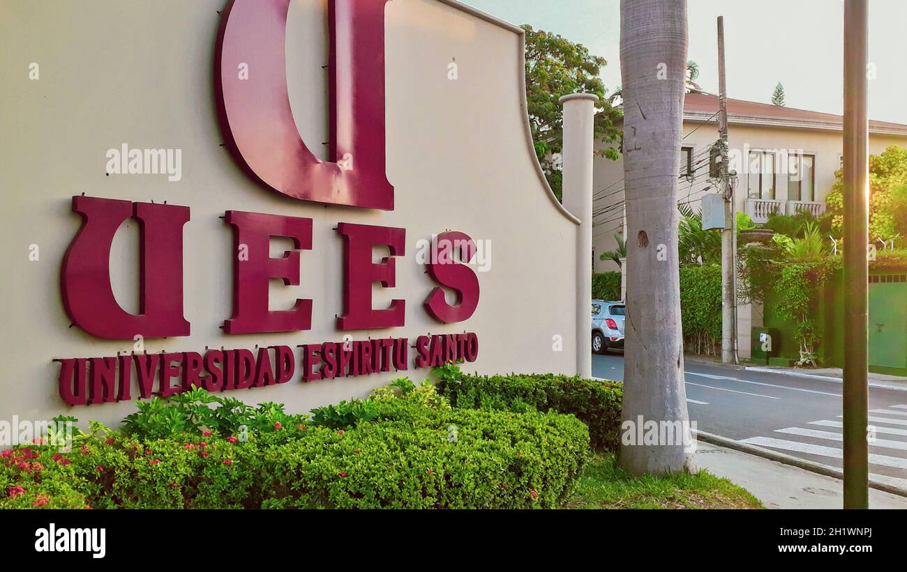 SAMBORONDON, ECUADOR, SEPTEMBER - 2019 - Letters university logo ...