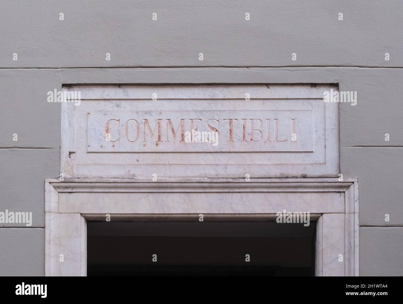 vintage commestibili (meaning food store) marble sign Stock Photo - Alamy
