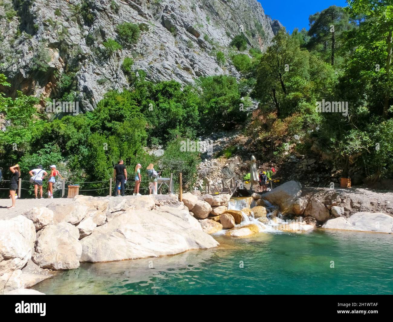 Trekking along the Lycian trail in the canyon of Harmony, near the town ...