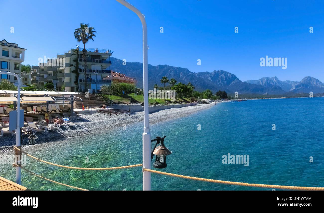 Kemer, Antalya, Turkey - May 11, 2021: Panorama of beach of Golden ...