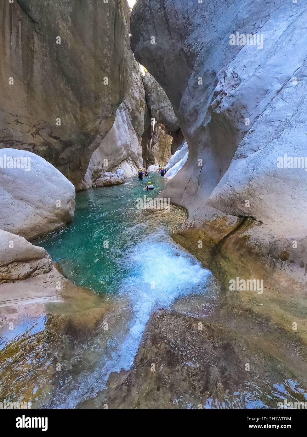 Trekking along the Lycian trail in the canyon of Harmony, near the town ...