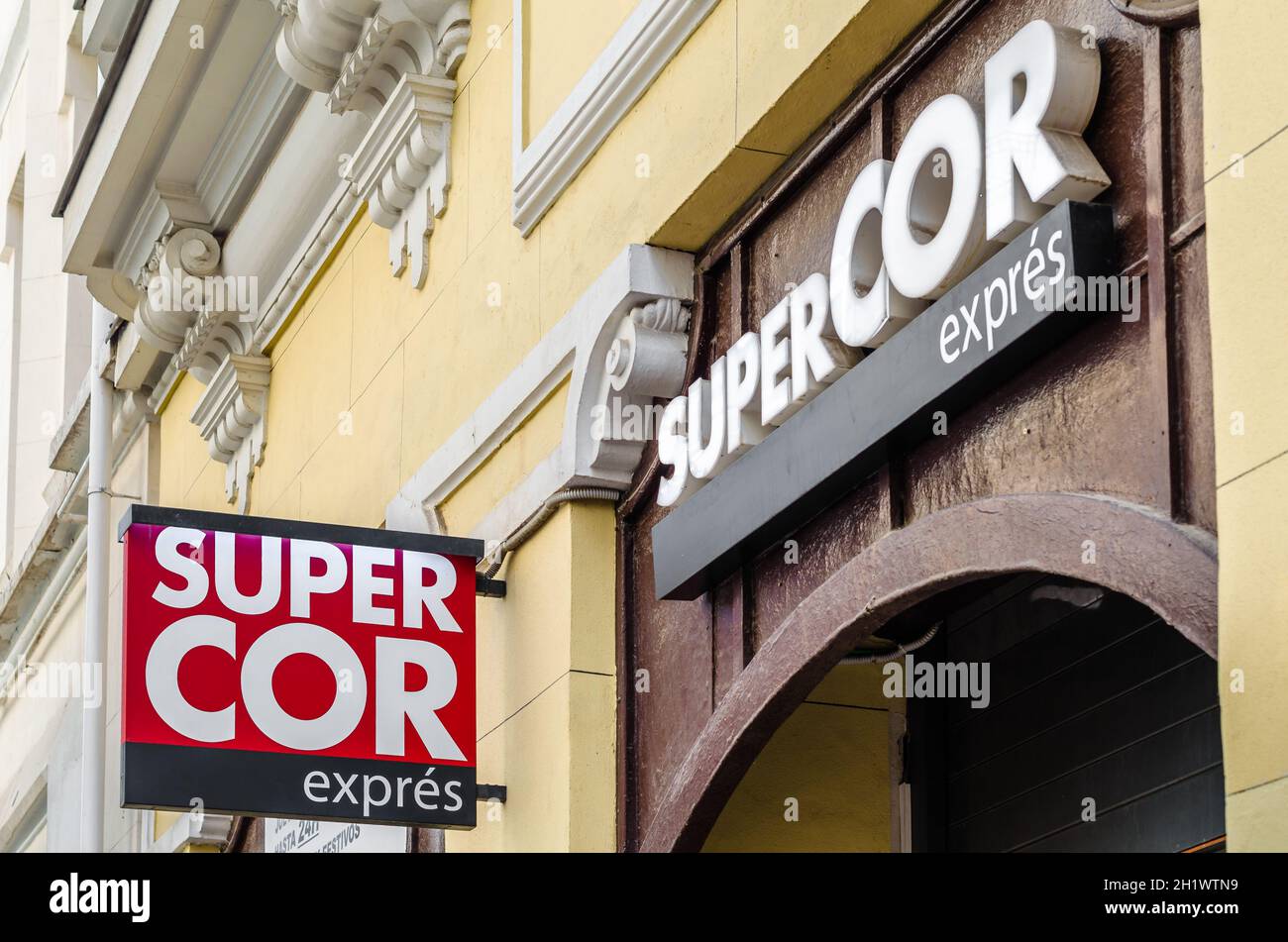 MADRID, SPAIN - JULY 23, 2021: Facade of a Supercor Expres supermarket ...