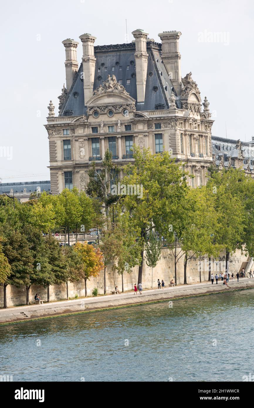 The Louvre and the Seine River in Paris . Louvre is one of the biggest ...