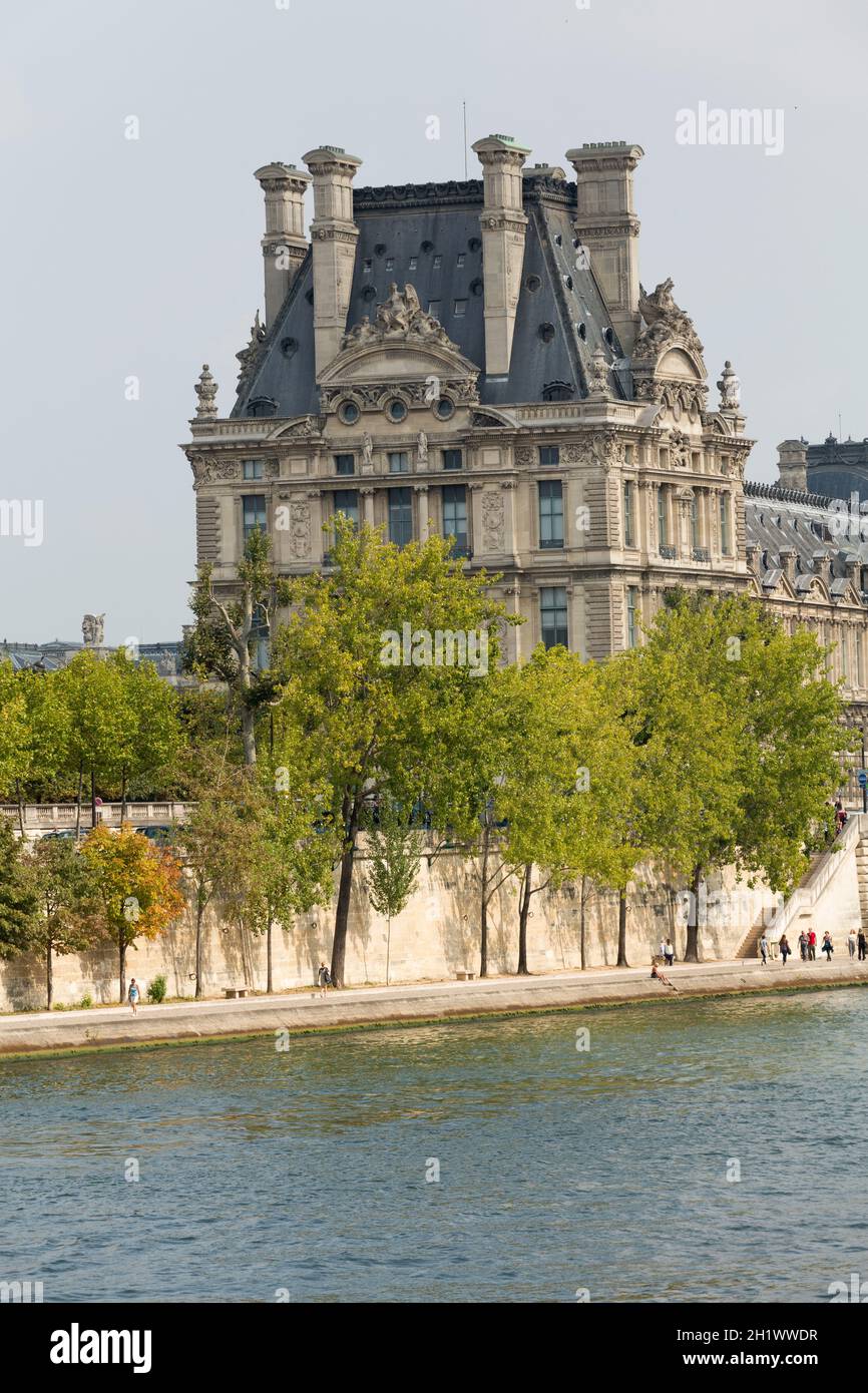 The Louvre and the Seine River in Paris . Louvre is one of the biggest ...