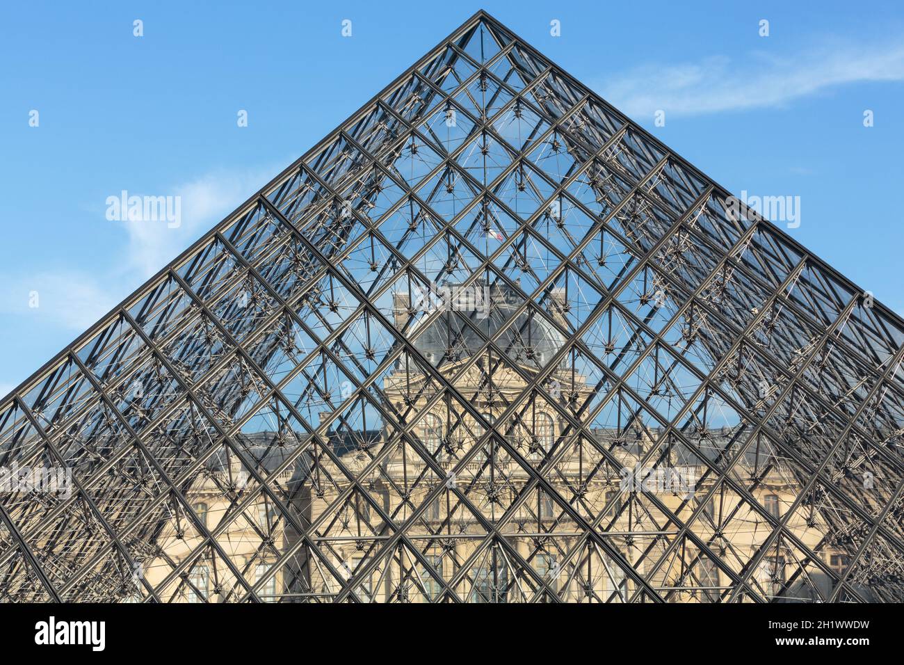 The Glass Pyramid in Louvre Paris, France. It serves as the main ...