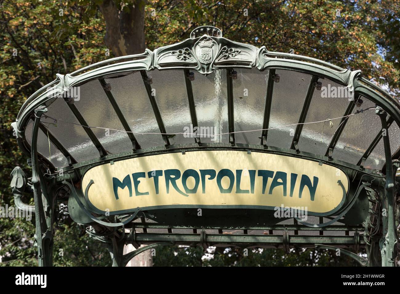Paris - Famous Art Nouveau sign for the Metropolitain underground ...