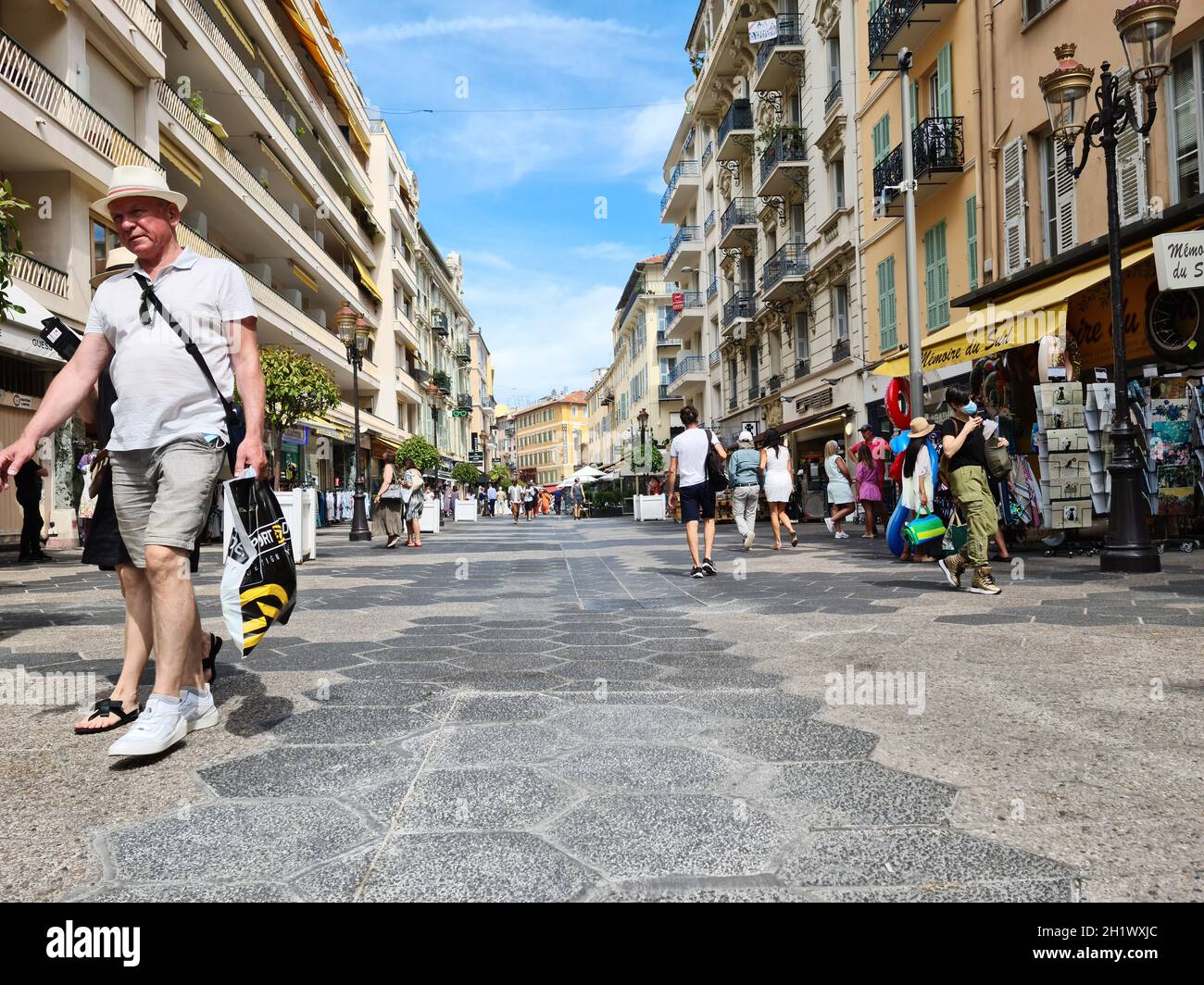 Nice, France - August 3, 2021: People And Tourists Walking In The ...